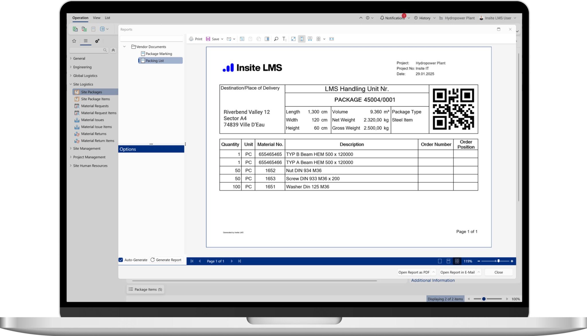 Packing lists - Insite LMS